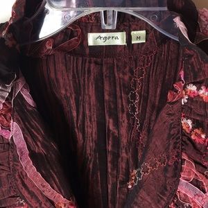 Agora | Jackets & Coats | Agora Dress Jacket Crinkle Embroidered ...